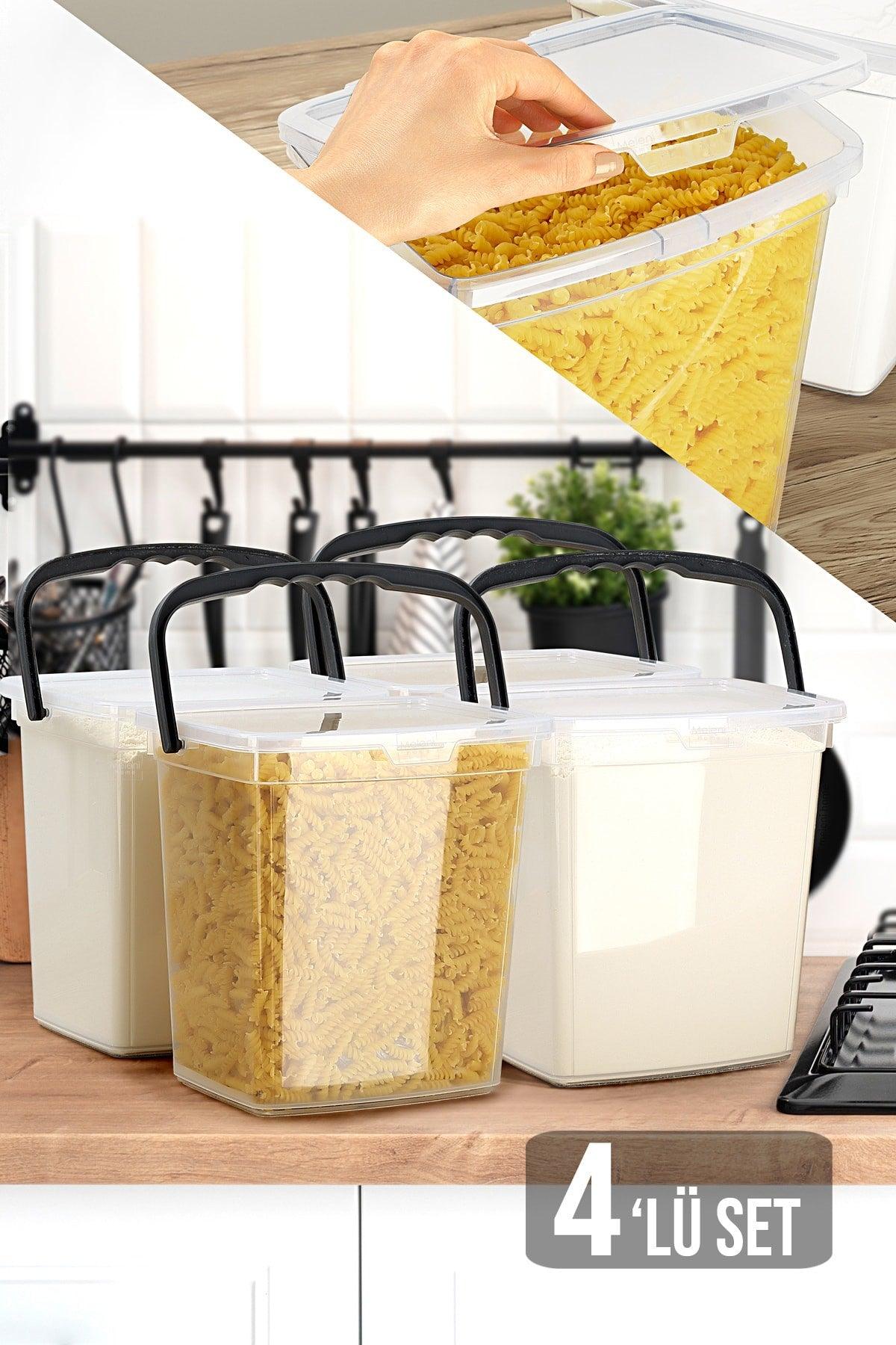 4 Pcs Flour And Legumes Container 6 Liter - Transparent Storage Contai ...