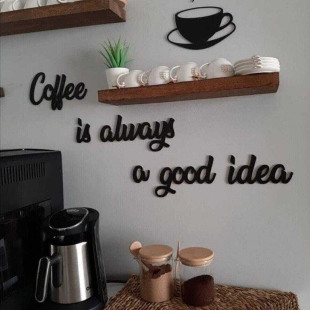 Coffee Is Always Wooden Graffiti Laser Cut Wooden Wall Decor – Swordslife
