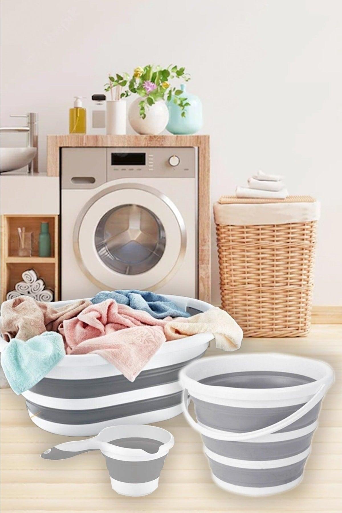 Folding Laundry Basket, Collapsible Water Bucket, Folding Sponge Multi ...