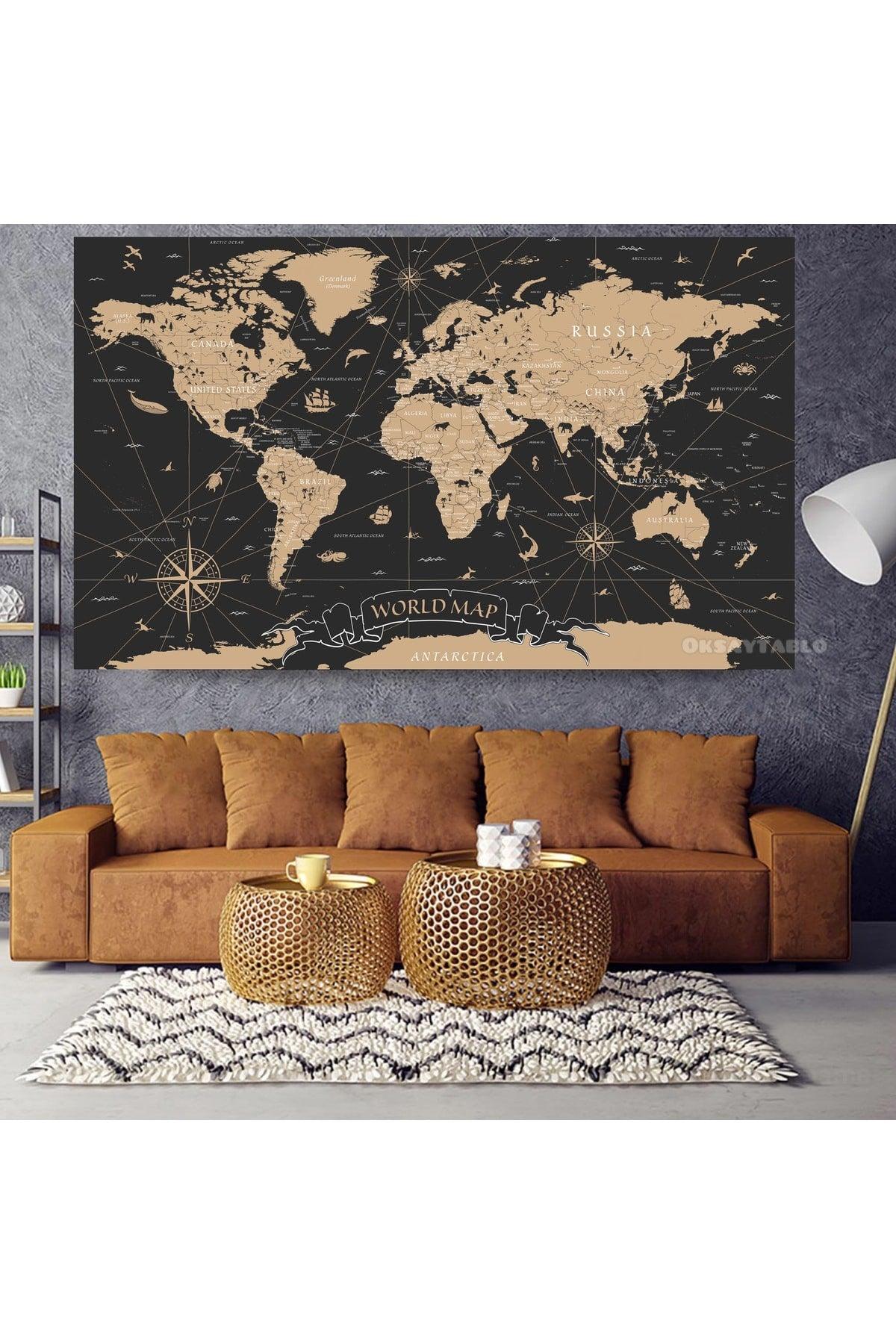 Vintage World Map Canvas Painting – Swordslife
