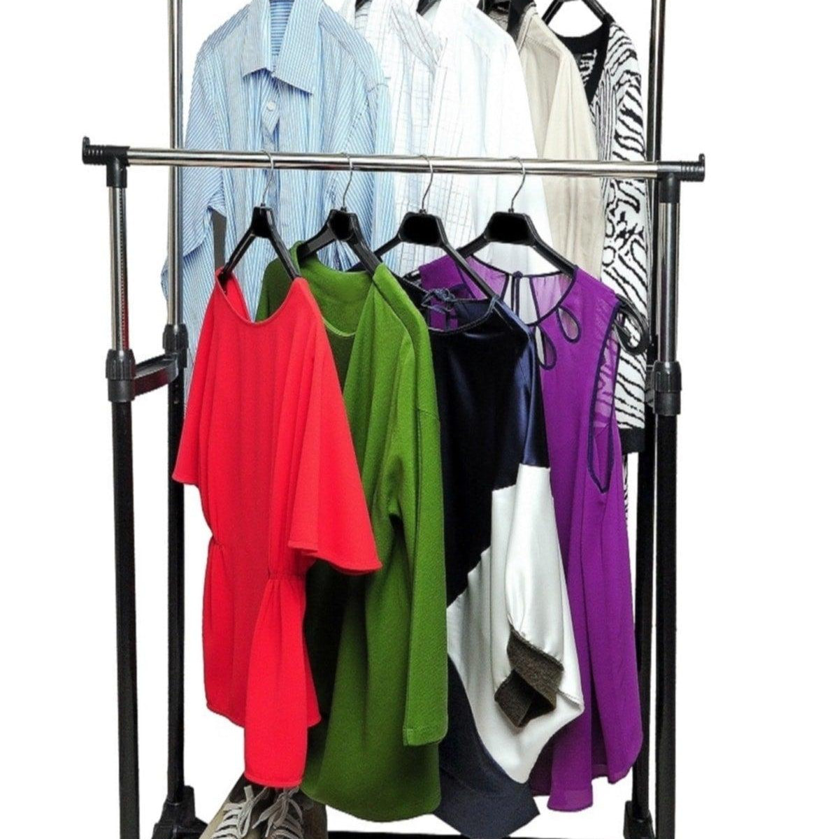 Wheeled Clothes Hanger Double Top, Footed Garment Hanger – Swordslife